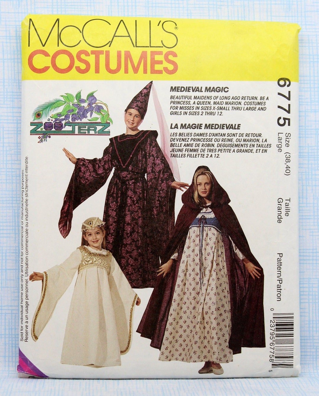 Mccall's Sewing Pattern 6775, Misses' Medieval Gown, Vest and Cape ...
