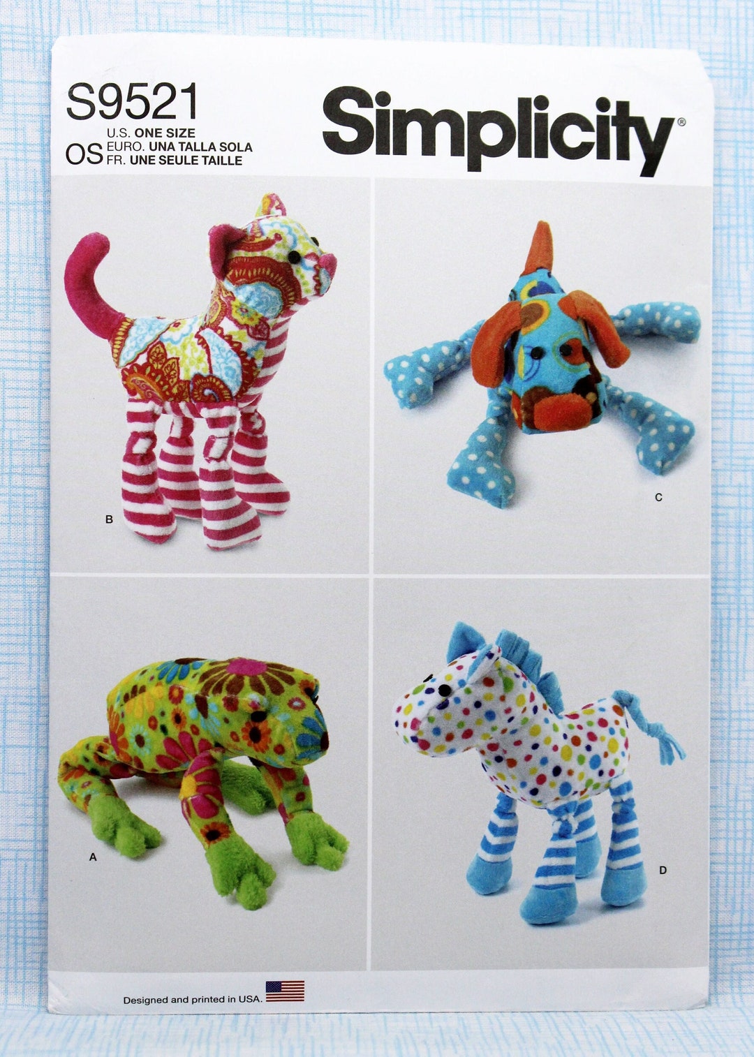Simplicity Sewing Pattern 9521, Plush Animals Sewing Pattern, Uncut/ff ...