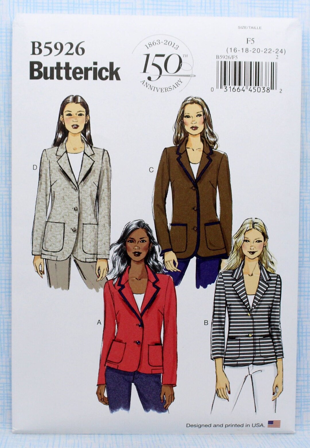 Butterick Sewing Pattern 5926, Misses'/miss Petite Fitted Jacket, Uncut ...