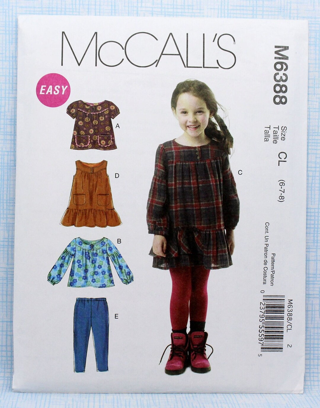 Mccall's Sewing Pattern 6388 Girls' Tops, Dresses and Stretch Knit ...