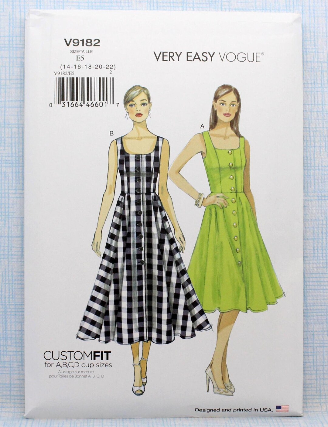 Vogue Sewing Pattern 9182, Misses' Front Button Dress, Uncut/ff, Misses ...