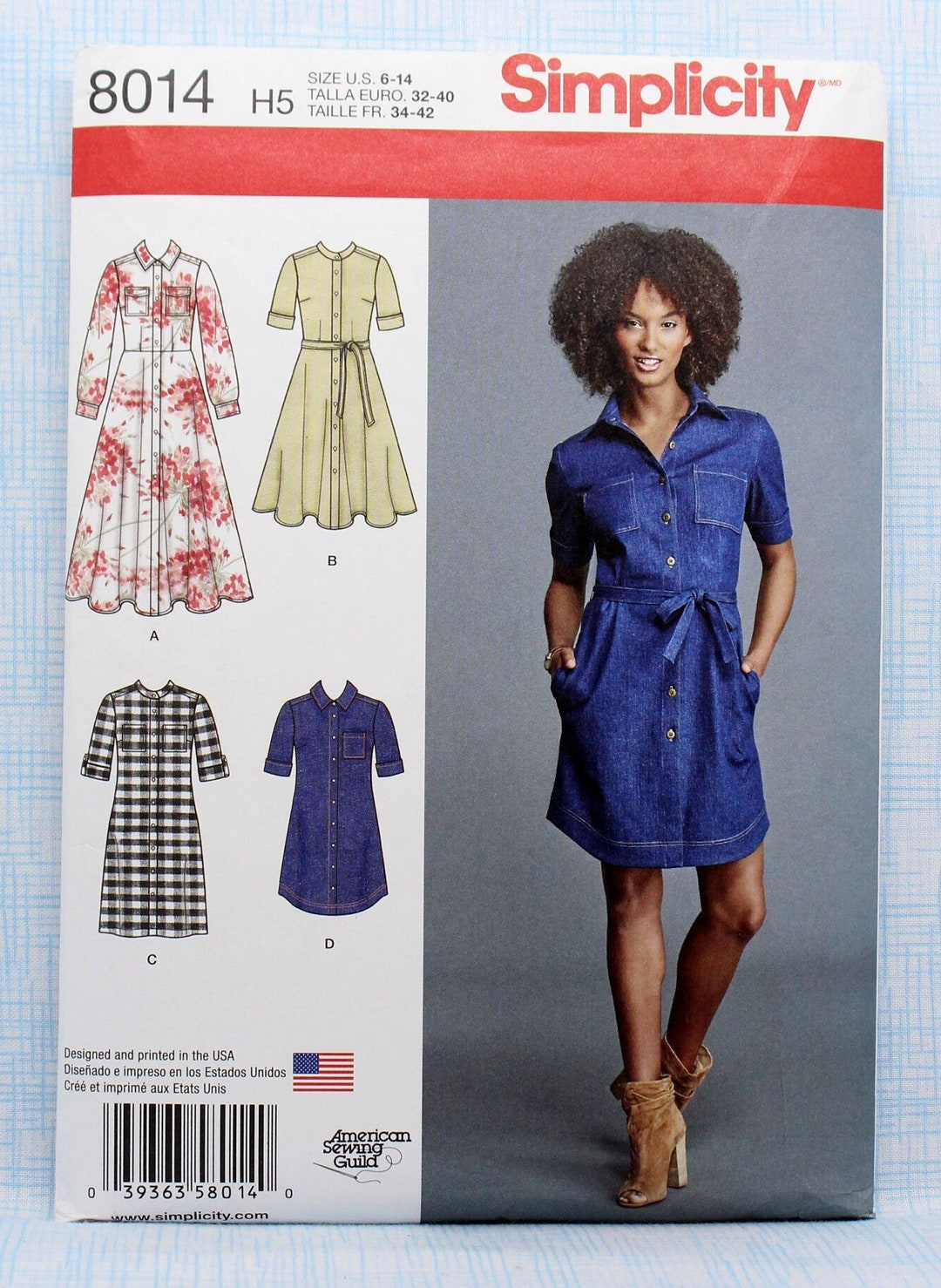 Simplicity Sewing Pattern 8014, Misses'/miss Petite Shirt Dress With ...