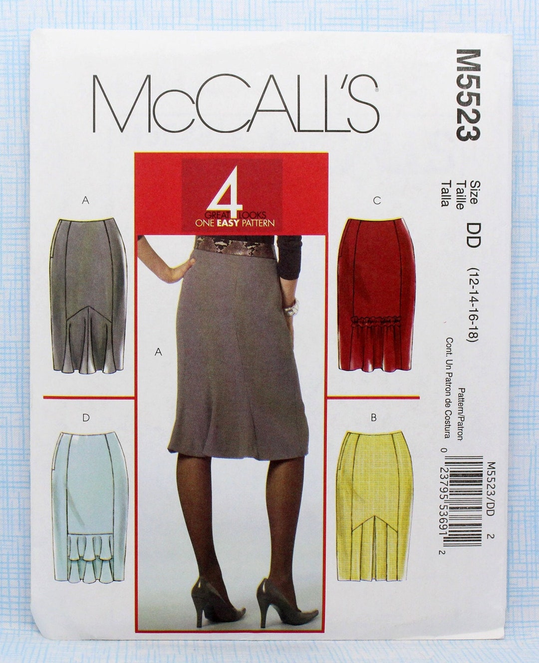 Mccall's 5523 Sewing Pattern, Misses'/miss Petite Straight Skirt, Uncut ...