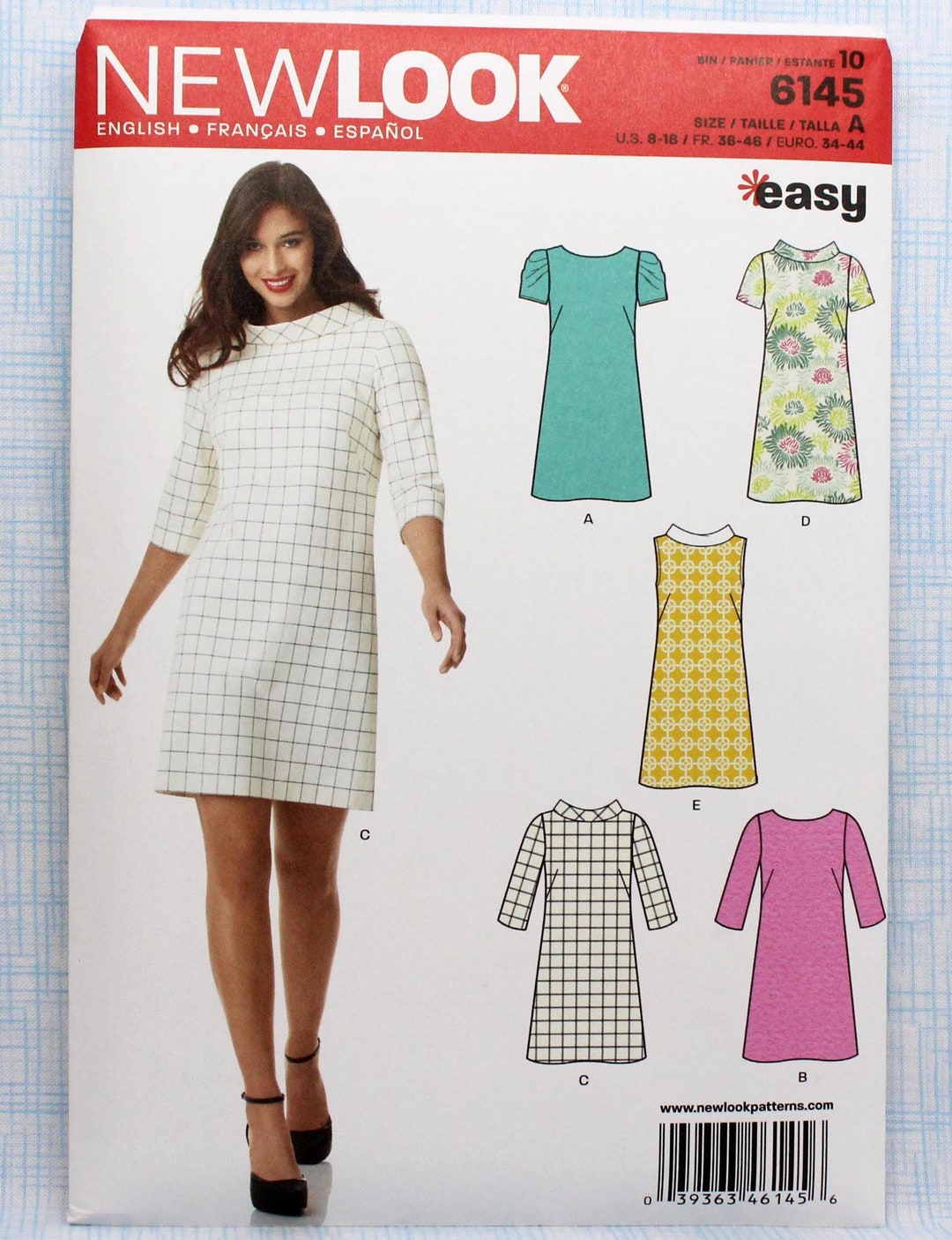 New Look Sewing Pattern 6145, Misses' Shift Dress With Sleeve and ...