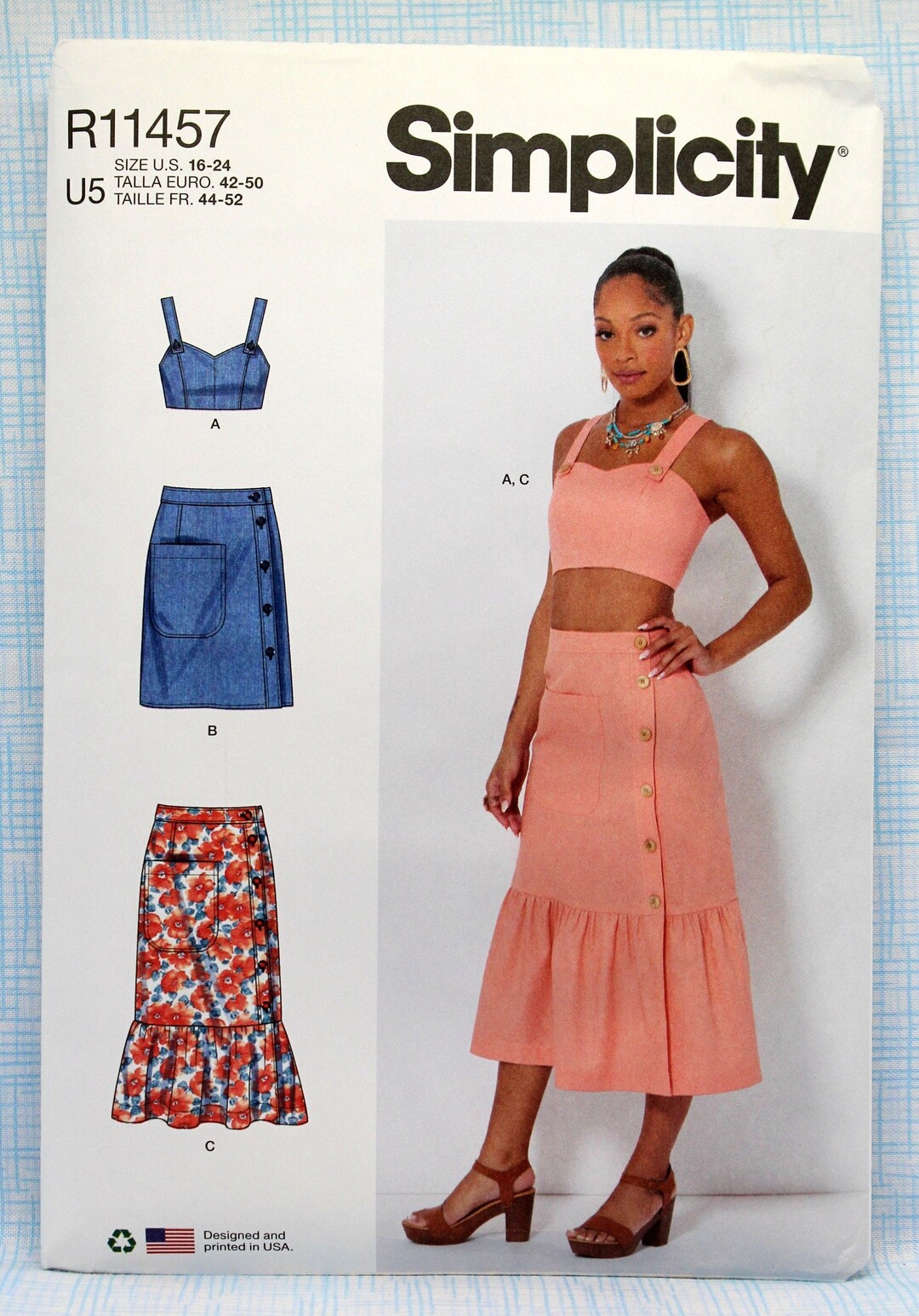 Simplicity Sewing Pattern R11457, Misses' Crop Top and Front Wrap Skirt ...