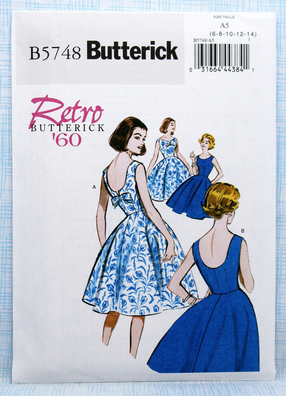 Butterick Sewing Pattern 5748, Misses' Retro Sleeveless Dress, Uncut/ff ...