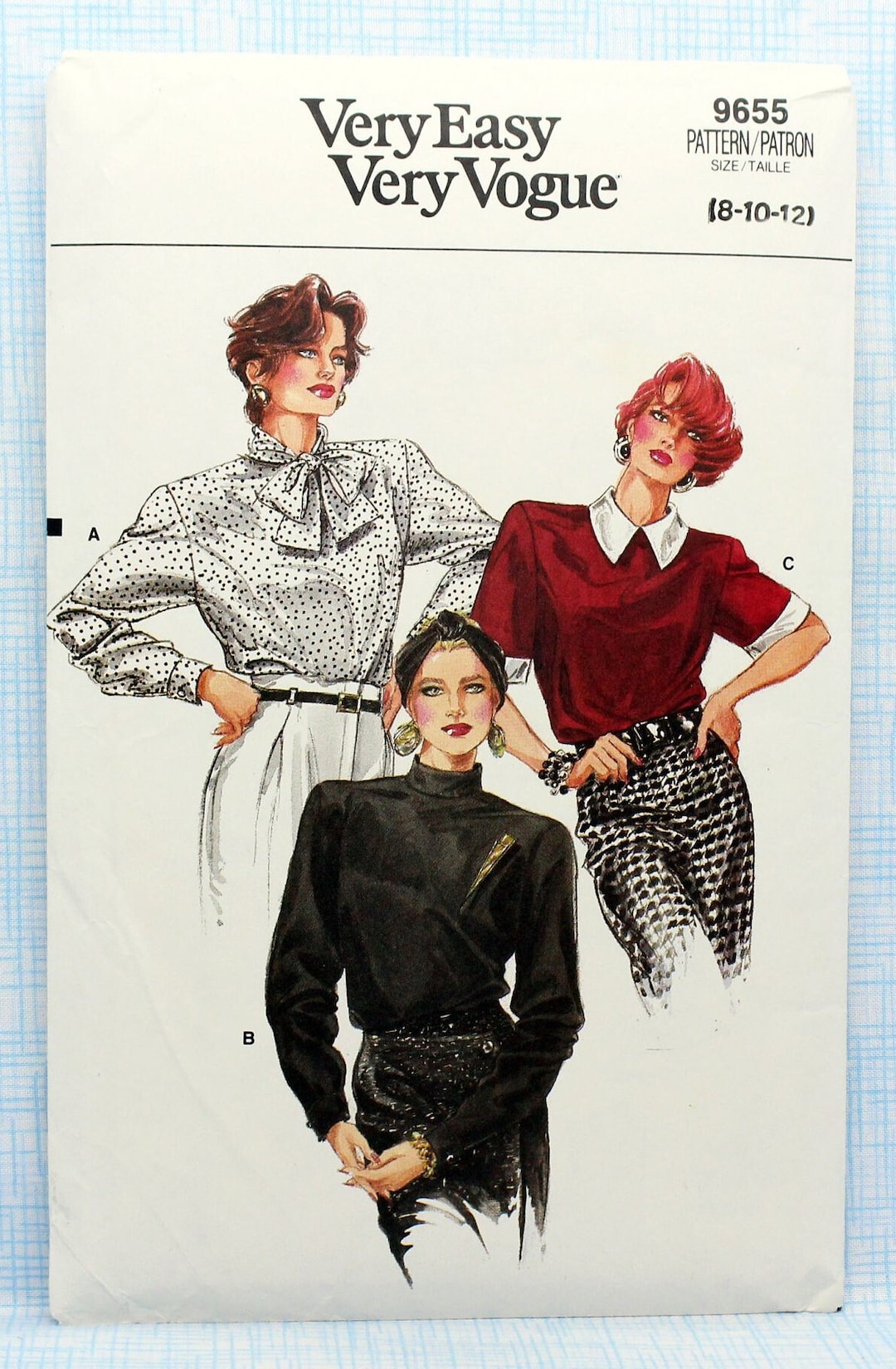 Vogue Sewing Pattern 9655, Misses'/miss Petite Back Button Blouse ...