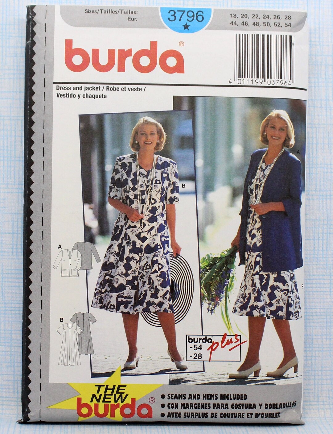 Burda Sewing Pattern 3796, Women's Semi-fitted Dress and Loose-fitting ...