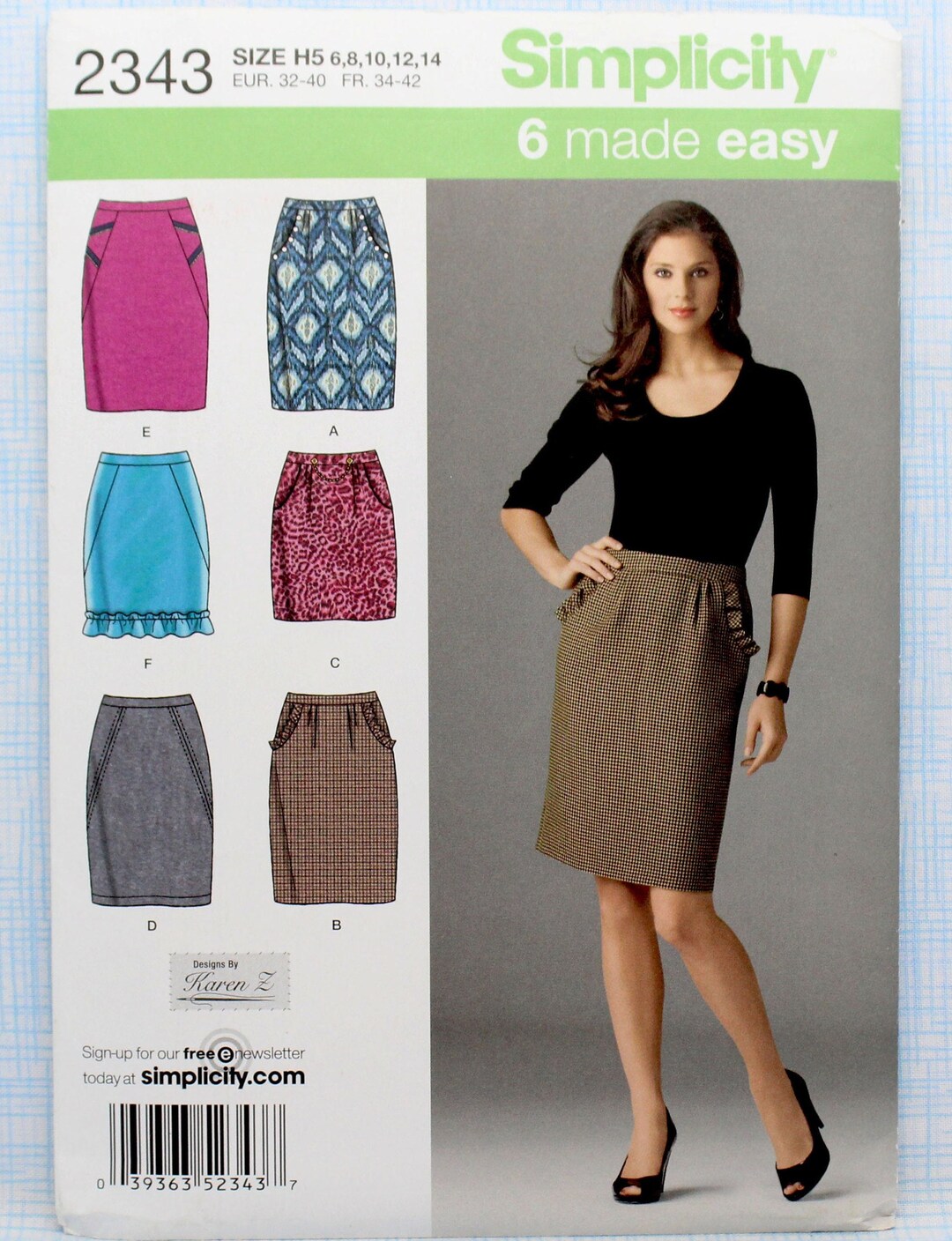 Simplicity Sewing Pattern 2343, Misses' Straight Skirt, Uncut/ff ...