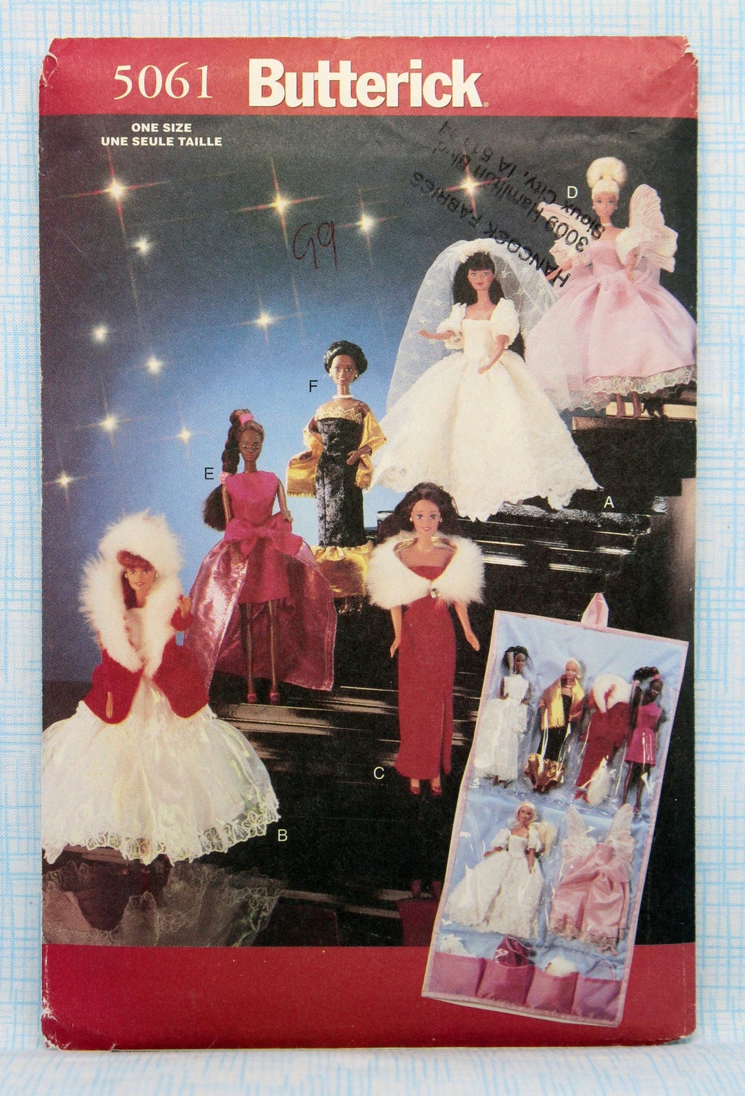 Butterick Sewing Pattern 5061, Fashion Doll Gown, Wedding Dress ...