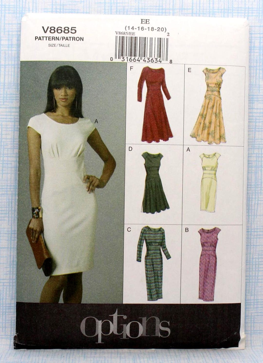 Vogue Sewing Pattern 8685, Misses' Knit Dress With Midriff and Sleeve ...