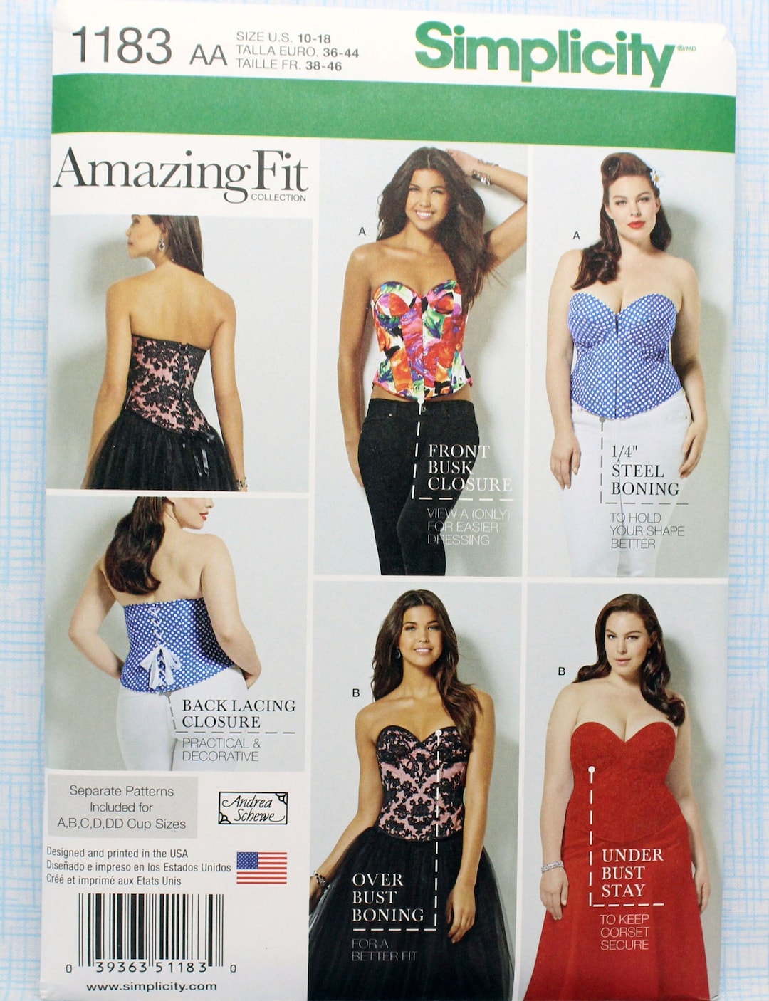 Simplicity Sewing Pattern 1183, Misses' Corsets With Lace up Back ...