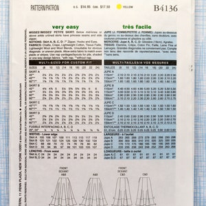 Butterick Sewing Pattern 4136, Misses' Easy Skirts With Princess Seams ...