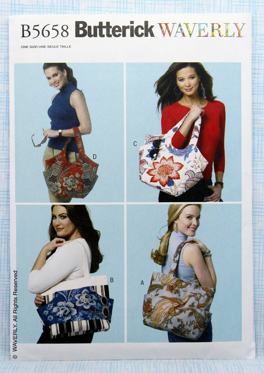 Butterick Sewing Pattern 5658, Tote Bags Sewing Pattern, Uncut/ff, Four ...