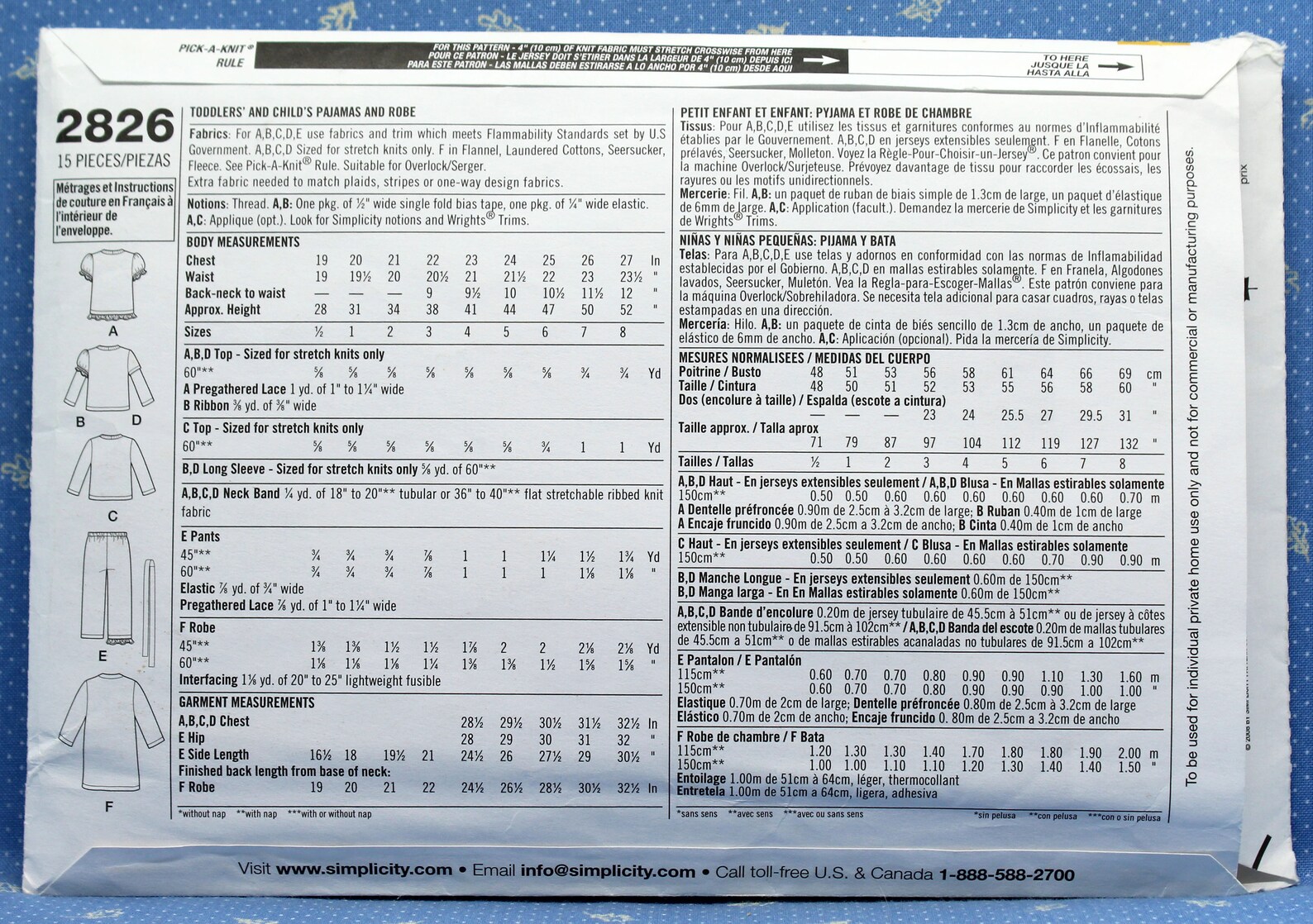 Simplicity Sewing Pattern 2826 Toddlers' Pajamas and Wrap - Etsy