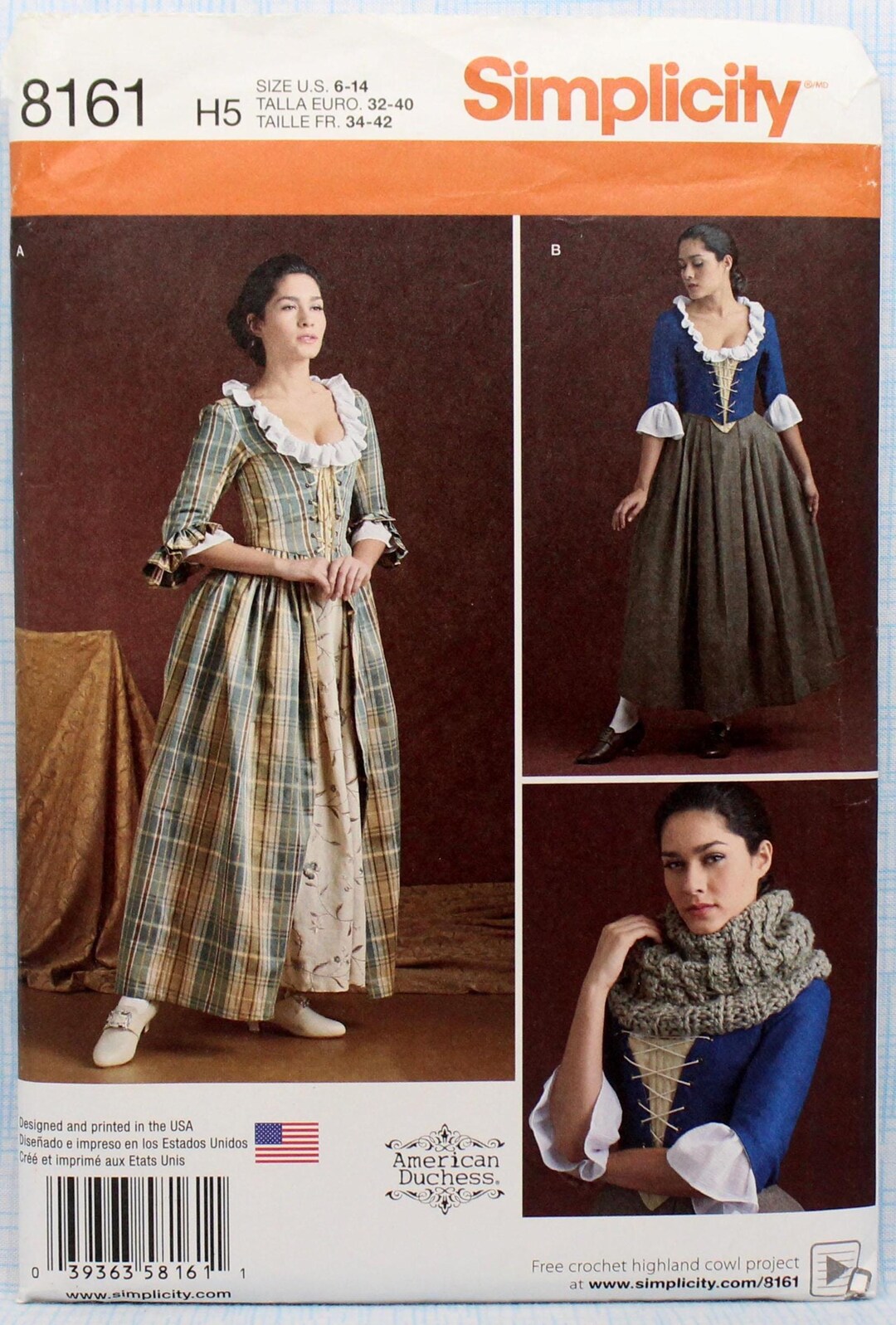 Simplicity Sewing Pattern 8161, Misses' 18th Century Costumes Sewing ...