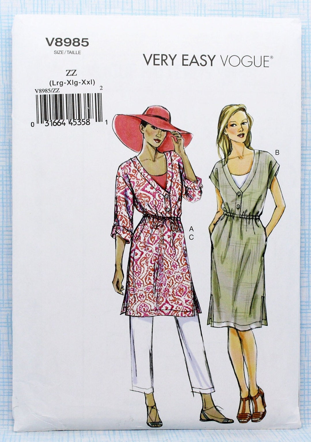 Vogue Sewing Pattern 8985, Misses' Pullover Tunic, Dress and Pants ...