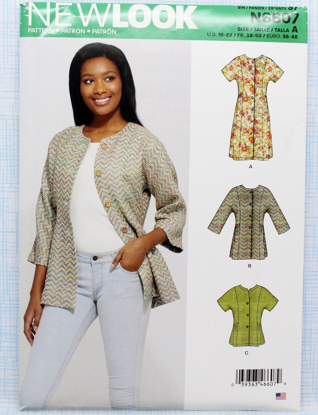 New Look Sewing Pattern 6607, Misses' Front Button Mini Dress, Tunic ...