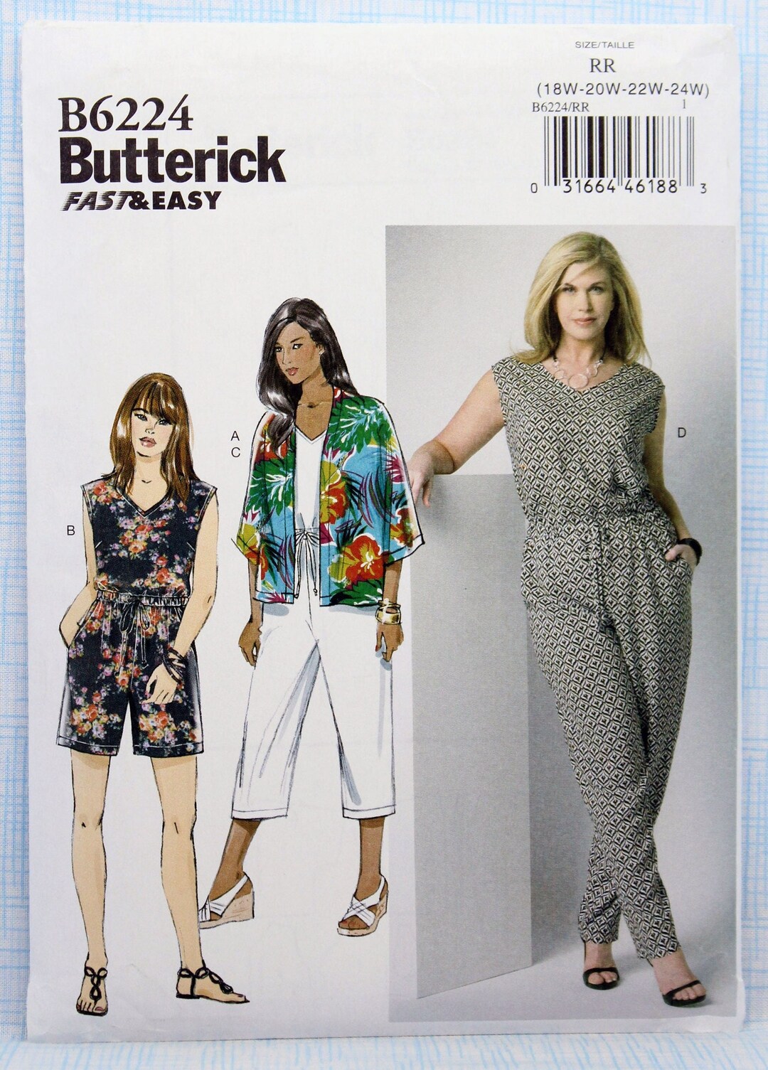 Butterick Sewing Pattern 6224, Women's Kimono Jacket and Jumpsuit ...