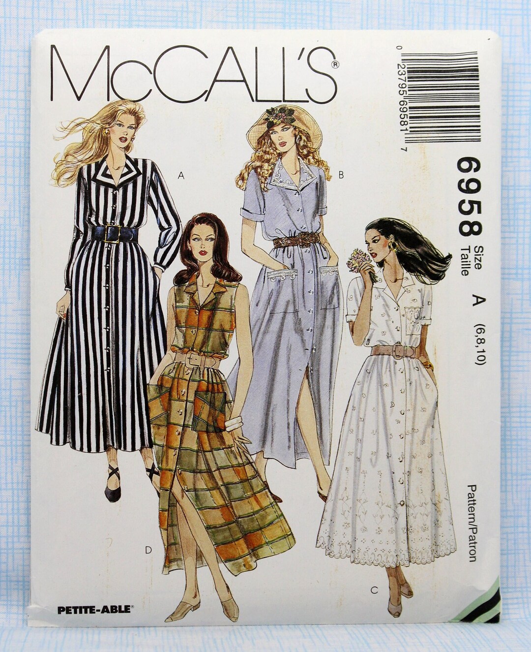 Mccall's Sewing Pattern 6958, Misses' Front Buttoned Dresses, Uncut/ff ...