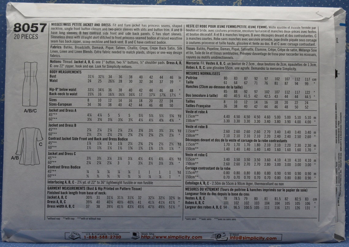 Simplicity Sewing Pattern 8057 Misses' Fit and Flare | Etsy