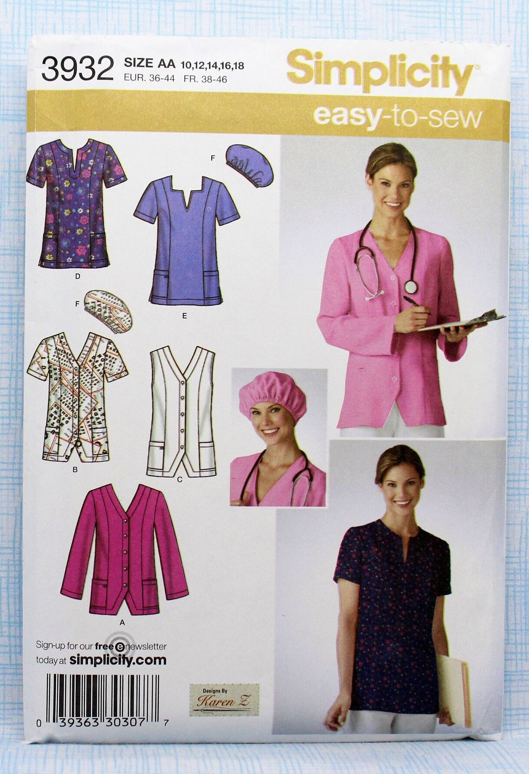 Simplicity Sewing Pattern 3932 Misses' Scrub Tops and - Etsy
