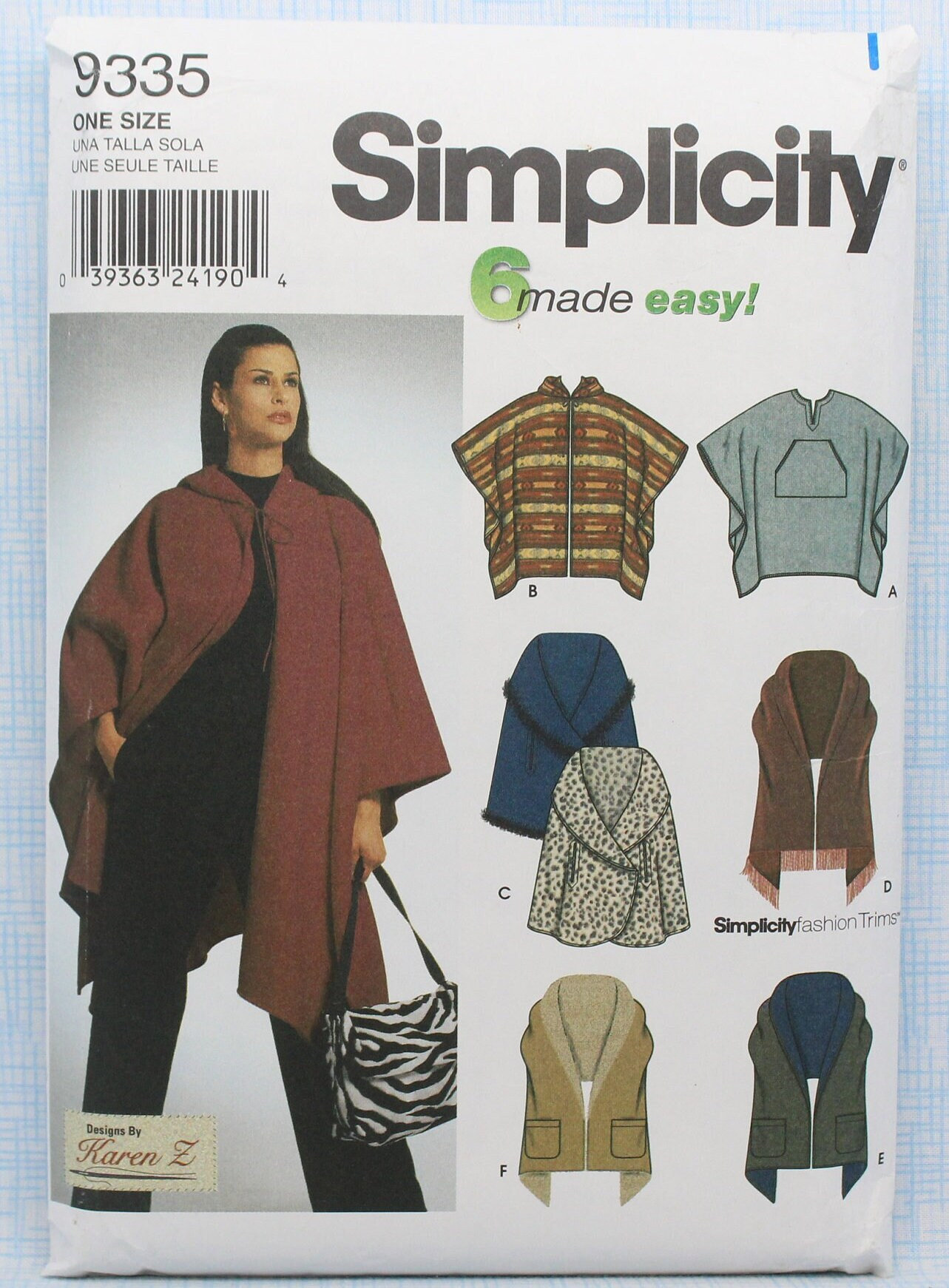 Simplicity Sewing Pattern 9335 Misses' Poncho and Wraps, Uncut/ff, One ...