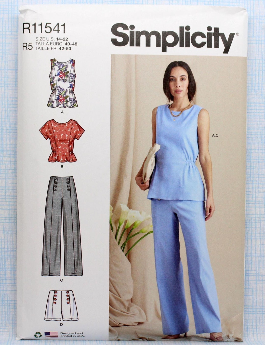 Simplicity Sewing Pattern R11541, Misses' Tops and Wide Leg Pants and ...