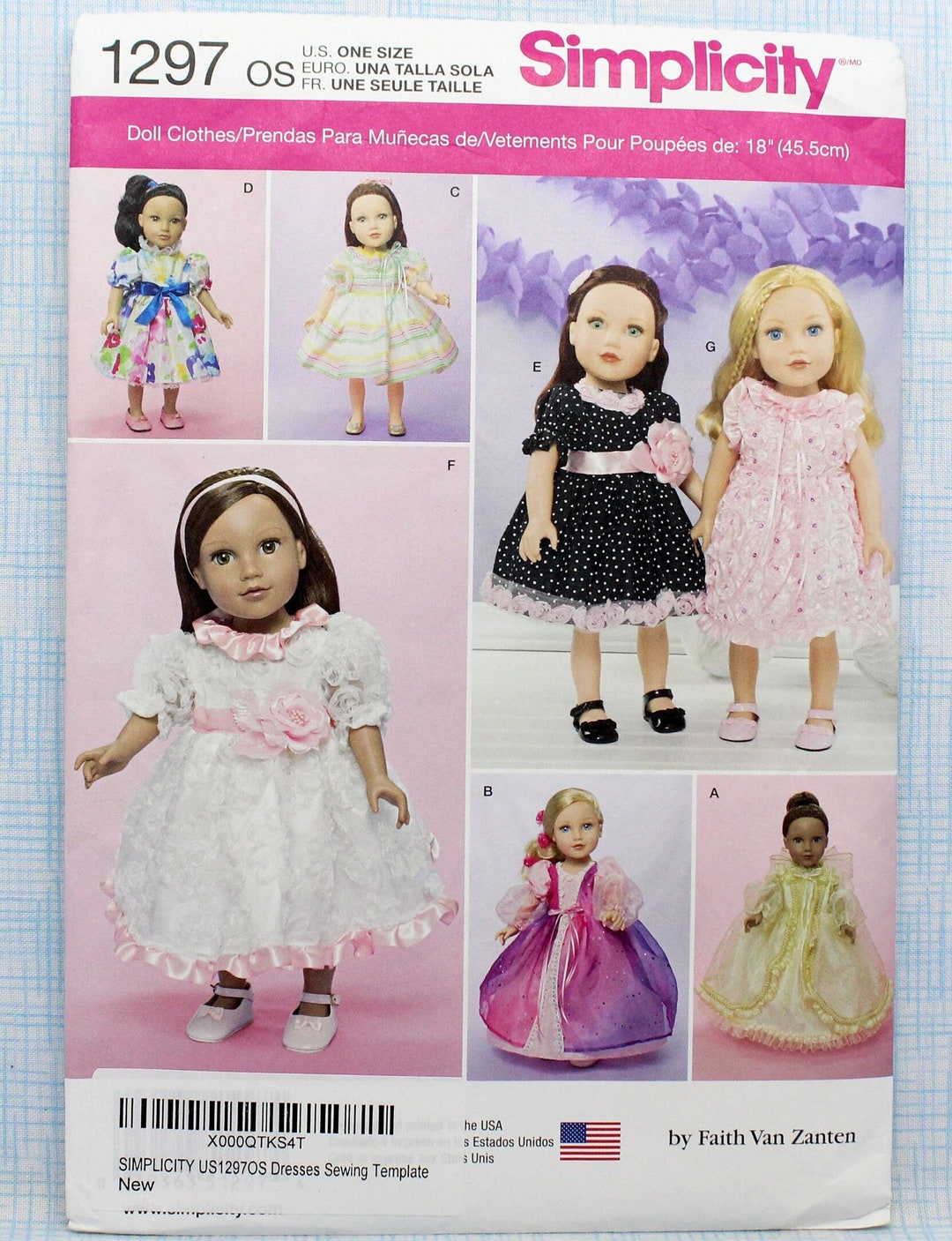 Simplicity Sewing Pattern 1297, Doll Dresses and Gowns Sewing Pattern ...