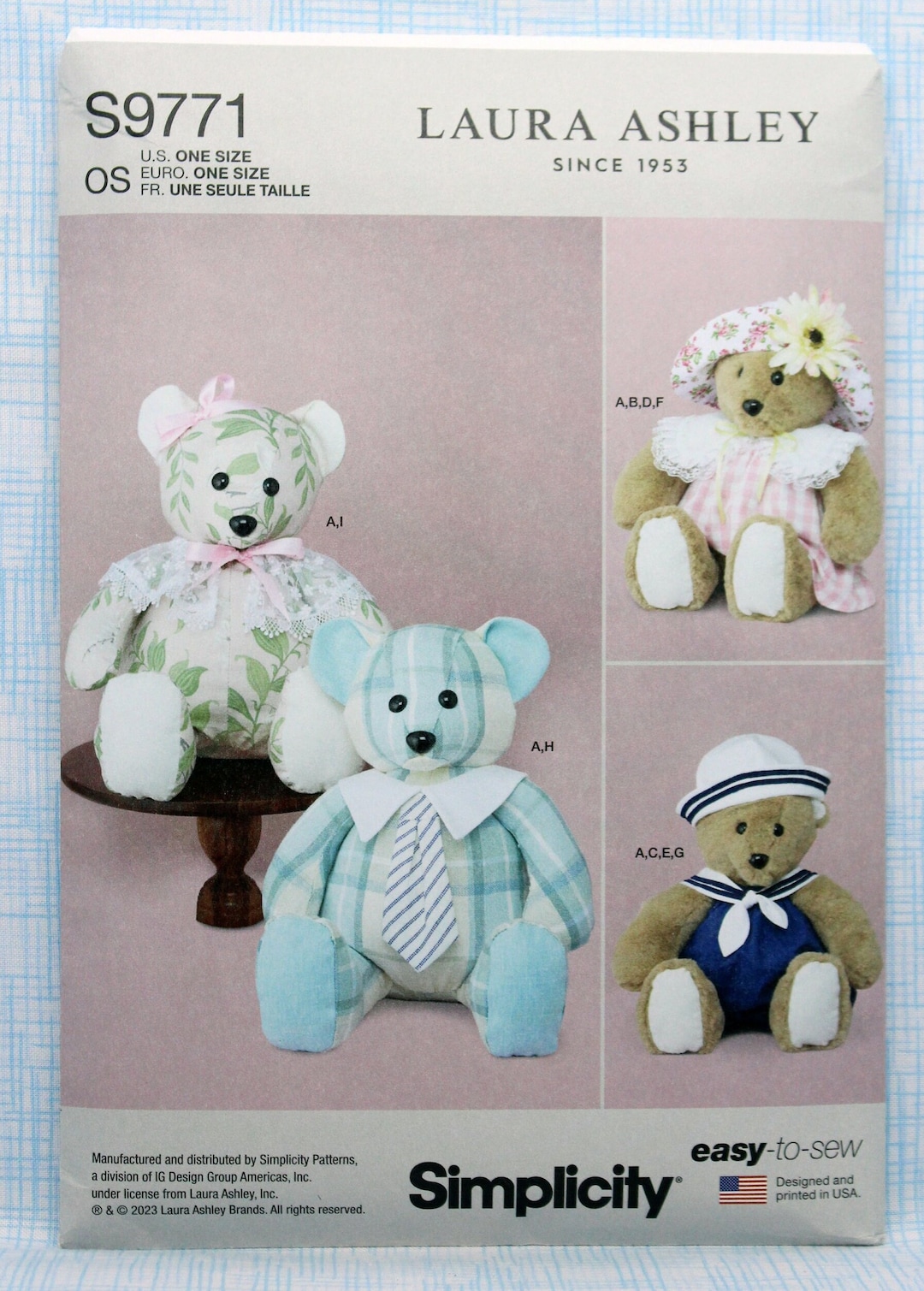 Simplicity Sewing Pattern 9771, Plush 20 Bears With Hats and Clothes ...