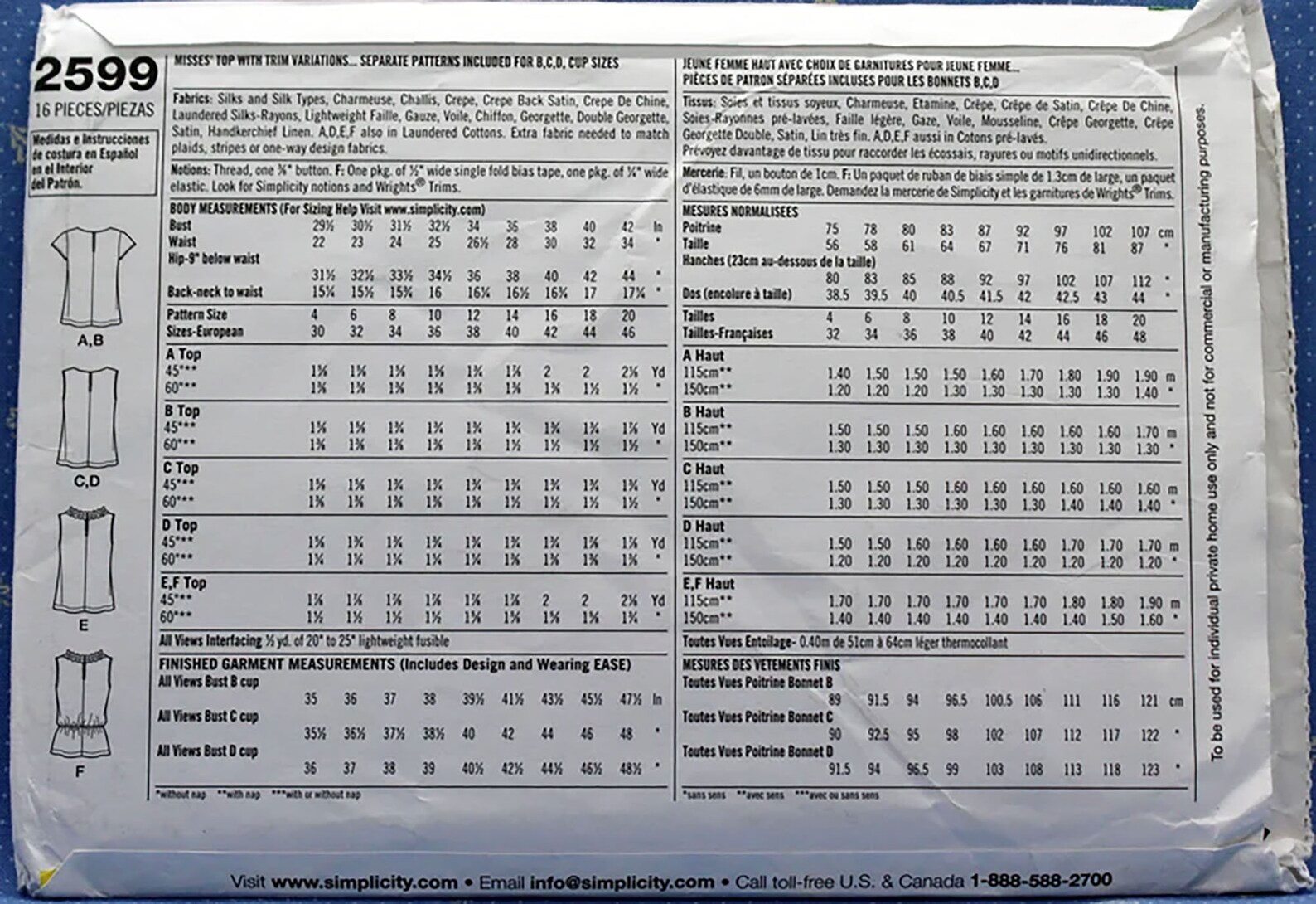 Simplicity Sewing Pattern 2599 Misses' Top With Sleeve - Etsy