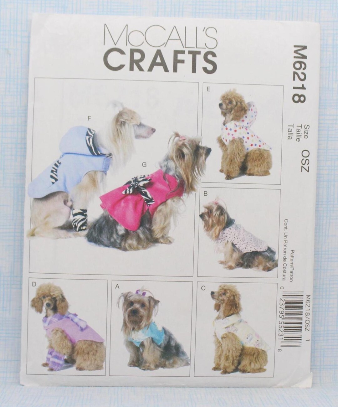 Mccall's Sewing Pattern 6218, Pet Coat, Dress and Raincoat Sewing ...