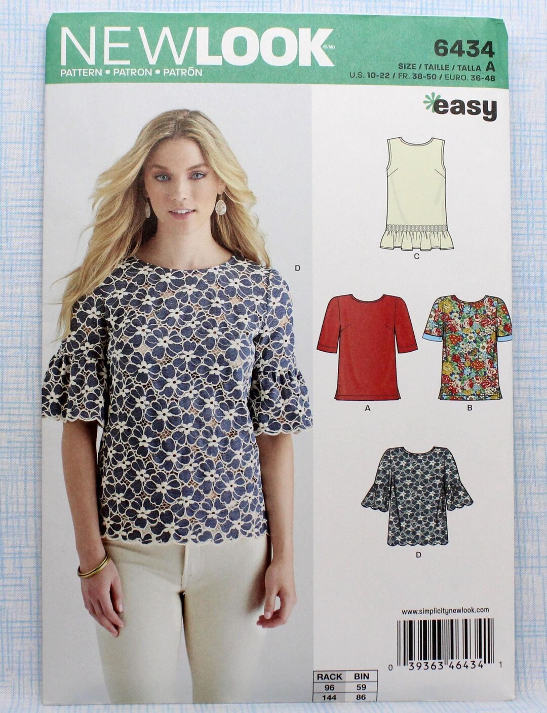 New Look Sewing Pattern 6434, Misses' Boxy Tops, Uncut/ff, Misses' Size ...