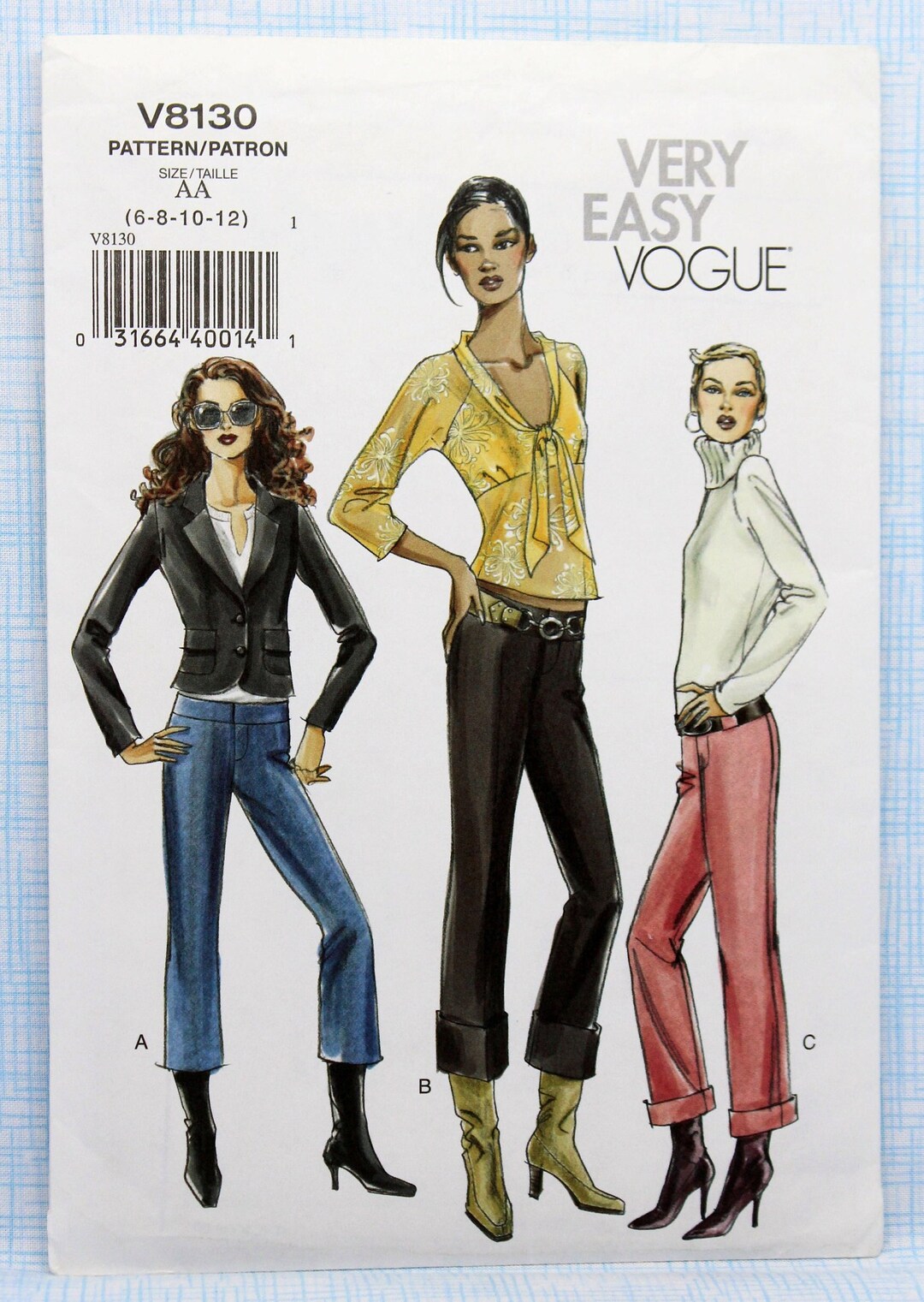 Vogue Sewing Pattern 8130, Misses'/miss Petite Below Waist Pants, Uncut ...