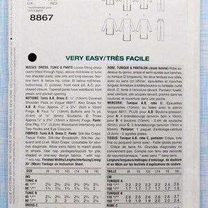 Vogue Sewing Pattern 8867, Misses' Dress, Tunic and Pants, Uncut/ff ...