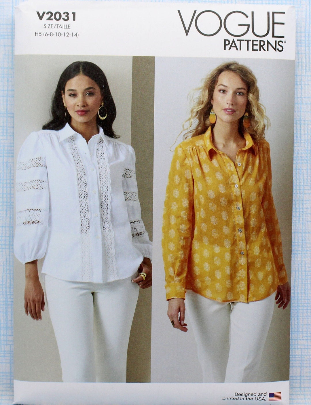 Vogue Sewing Pattern V2031, Misses' Front Button Blouses, Uncut/ff ...