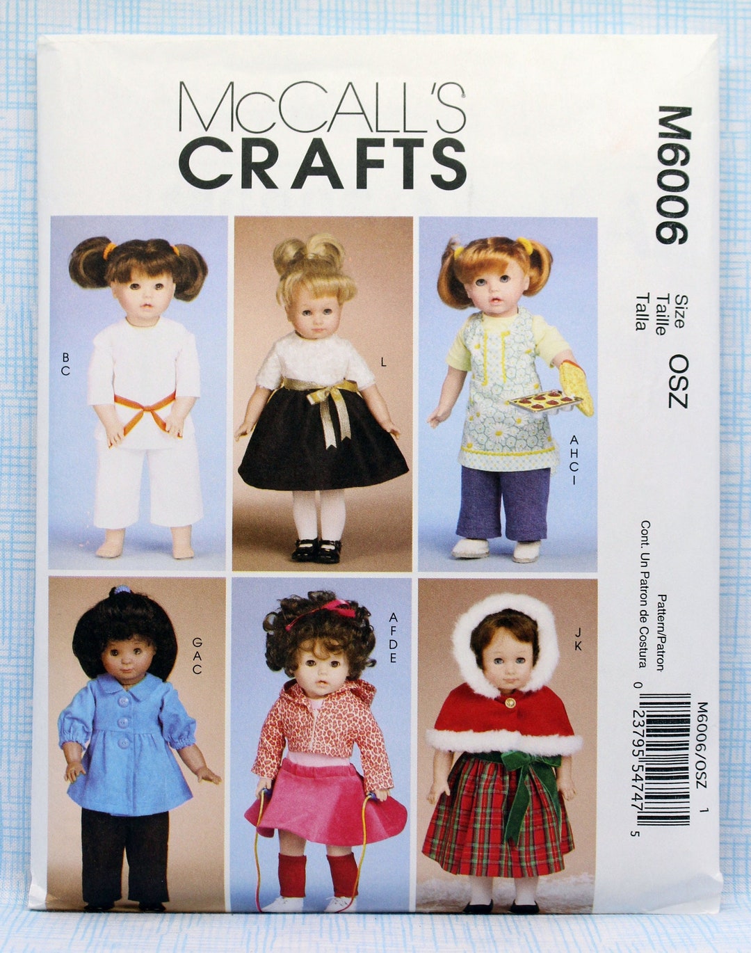Mccall's Sewing Pattern 6006, Doll Clothes for 18" Dolls, Uncut/ff ...