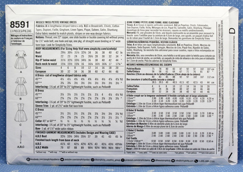 Simplicity Sewing Pattern 8591 Misses' Retro 1960s Style - Etsy