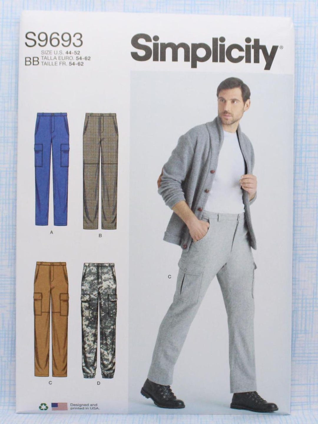 Simplicity Sewing Pattern 9693, Men's Cargo Pants, Uncut/ff, Men's Size ...