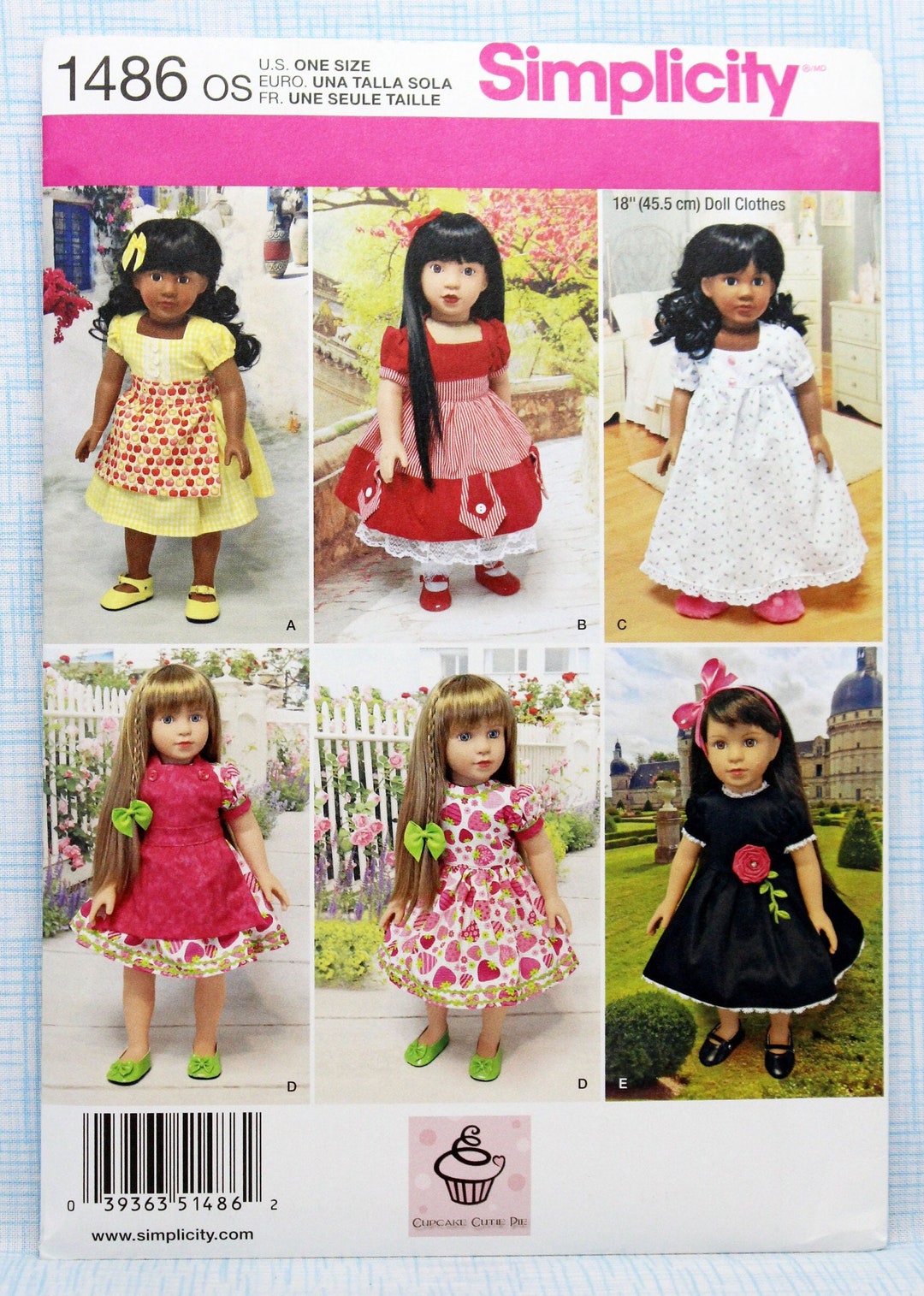 Simplicity Sewing Pattern 1486, Doll Clothes for 18" Dolls Sewing ...