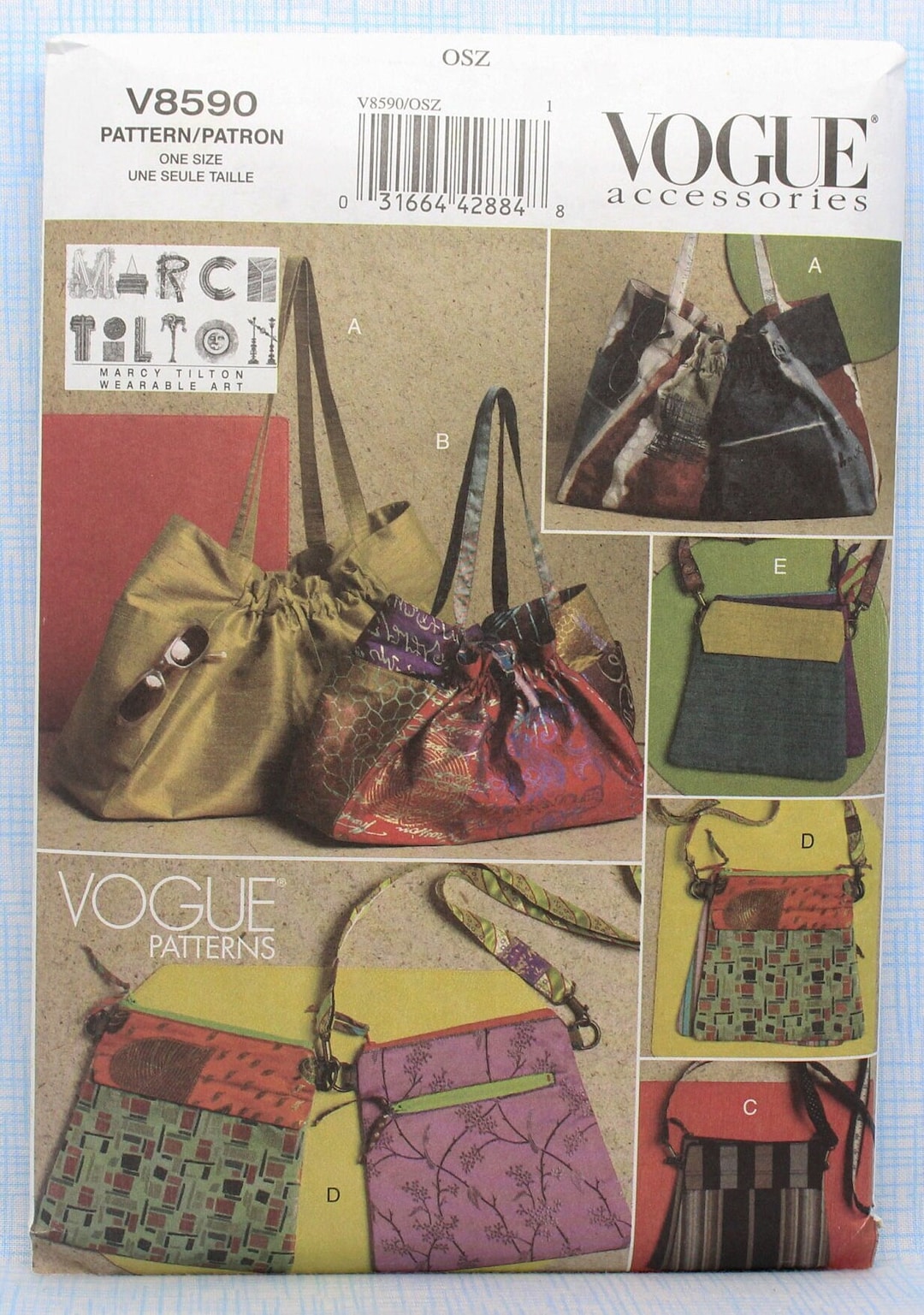Vogue Sewing Pattern 8590, Totes and Double Bags Pattern, Uncut/ff ...