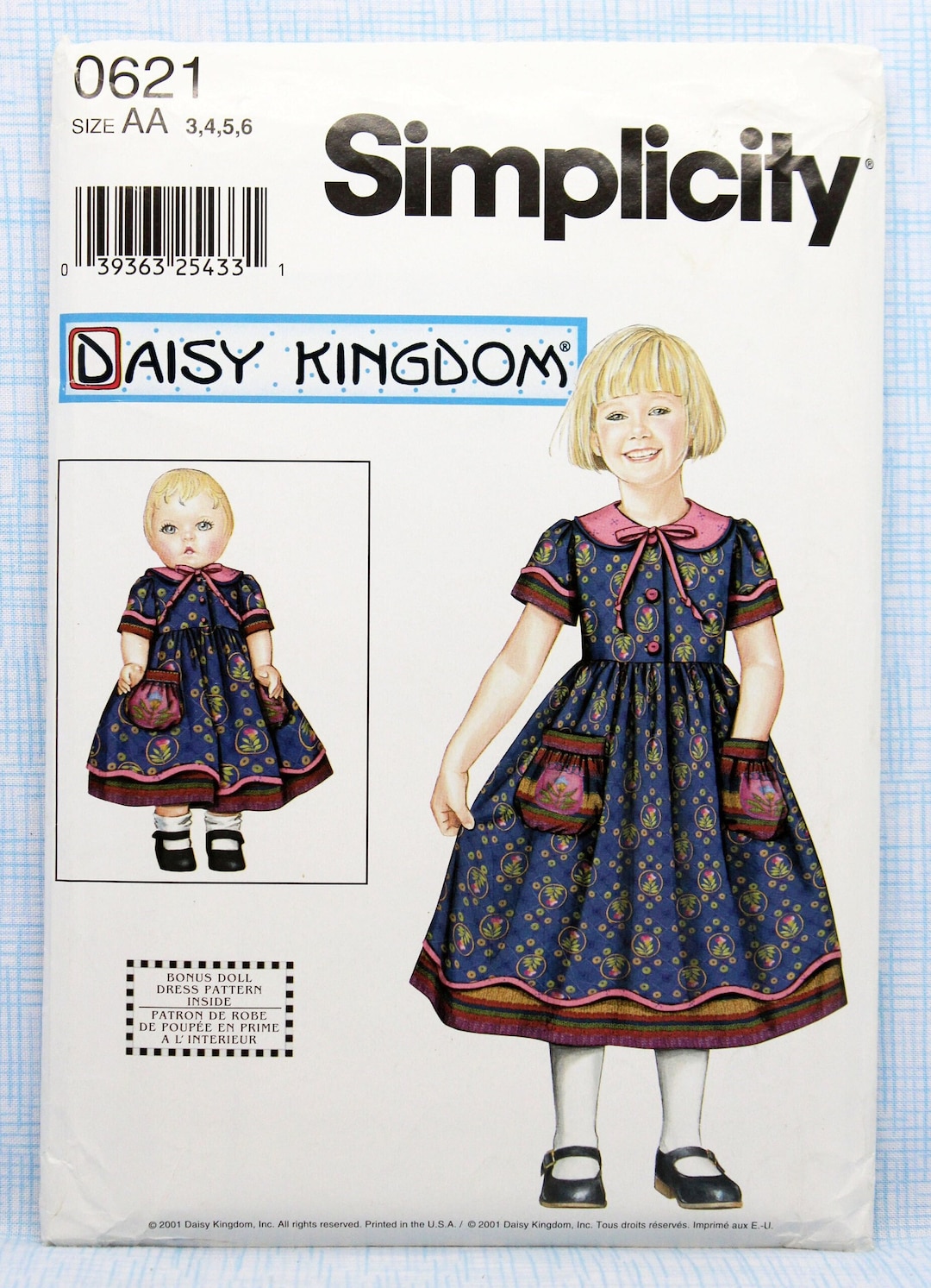 Simplicity Sewing Pattern 0621, Child's Dress and 18" Doll Dress, Uncut ...