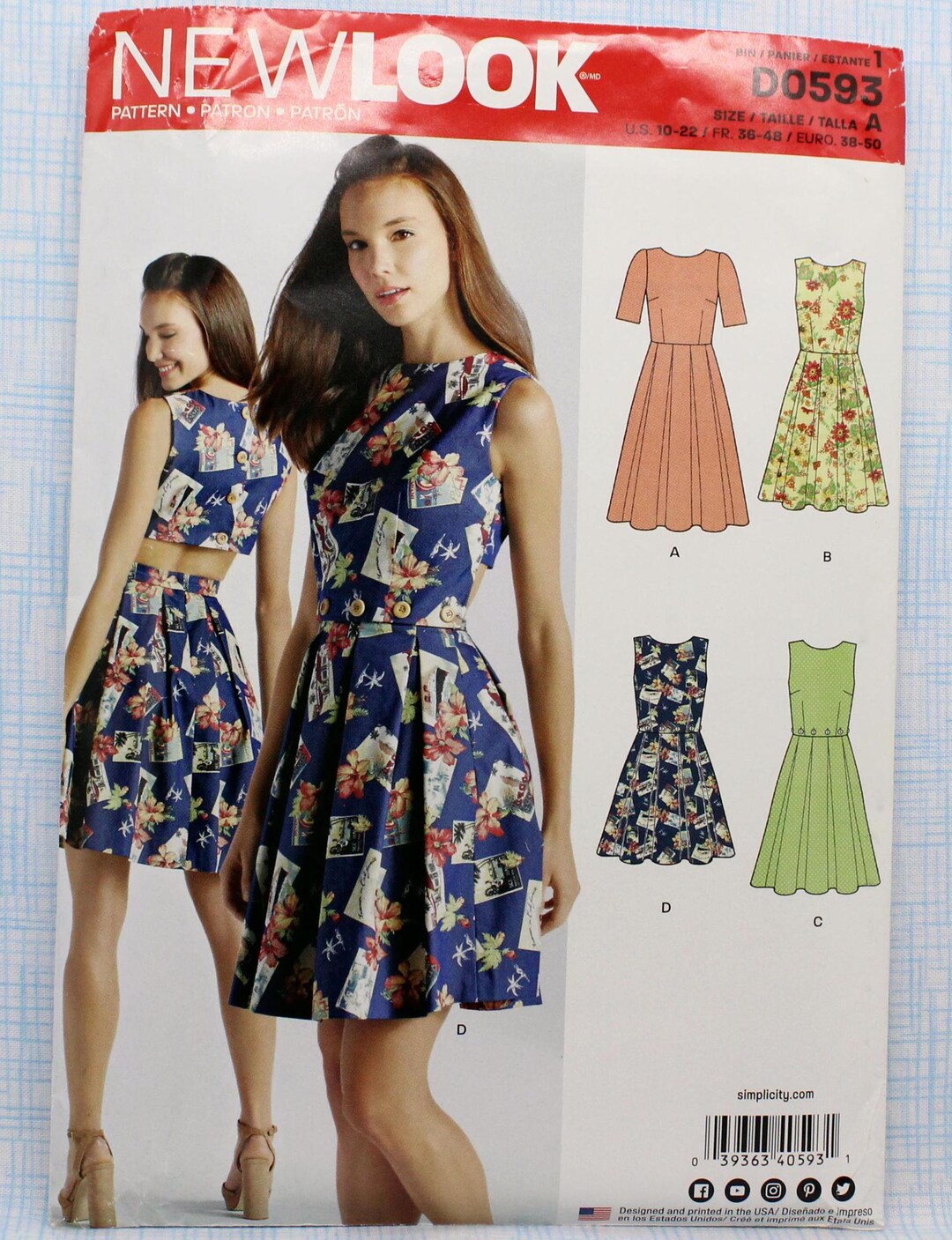 New Look Sewing Pattern D0593, Misses Dress With Length, Sleeve and ...