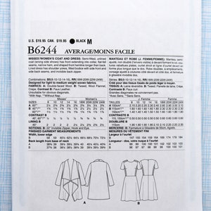 Butterick Sewing Pattern 6244, Women's Draped Collar Coat and Dress ...