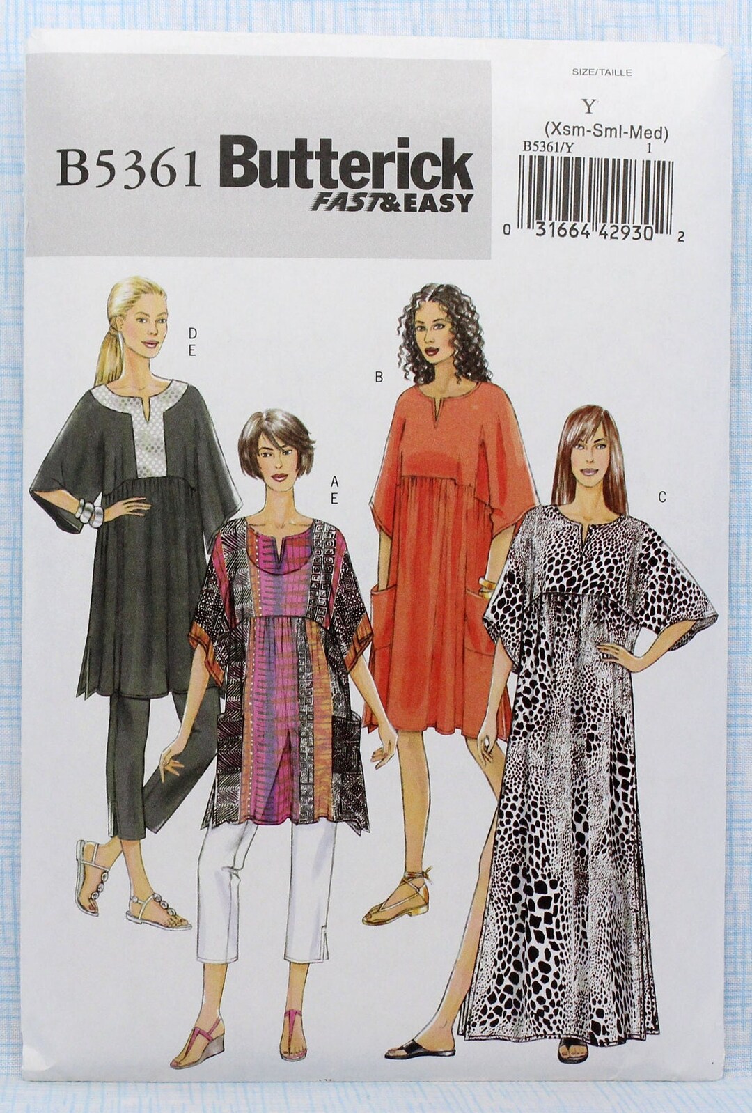 Butterick Sewing Pattern 5361, Misses' Easy Tunic, Dress, Caftan and ...
