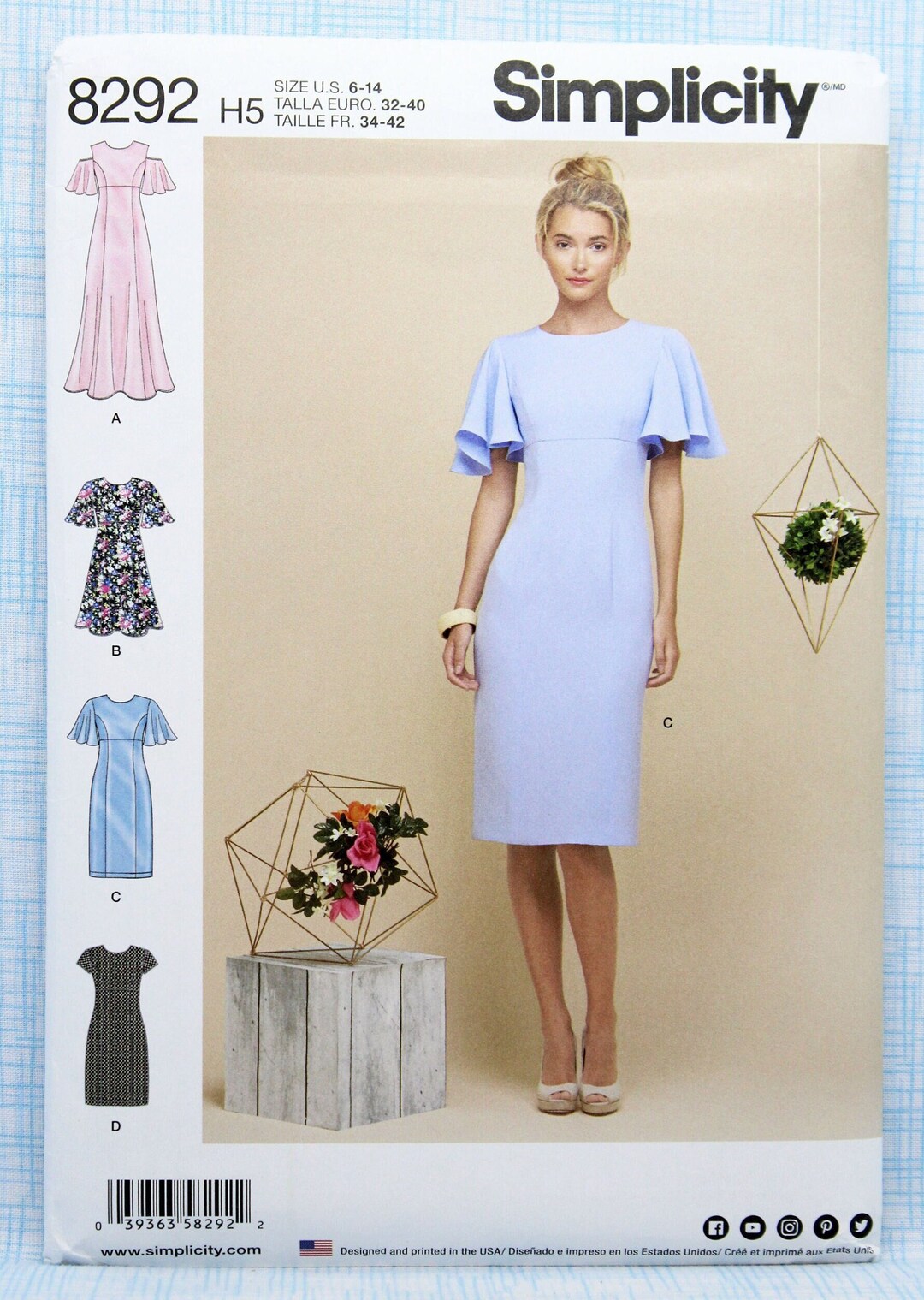 Simplicity Sewing Pattern 8292, Misses' Dress With Princess Seams and ...