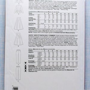 Vogue Sewing Pattern V2018, Misses' Jacket, Skirt and Pants, Uncut/ff ...