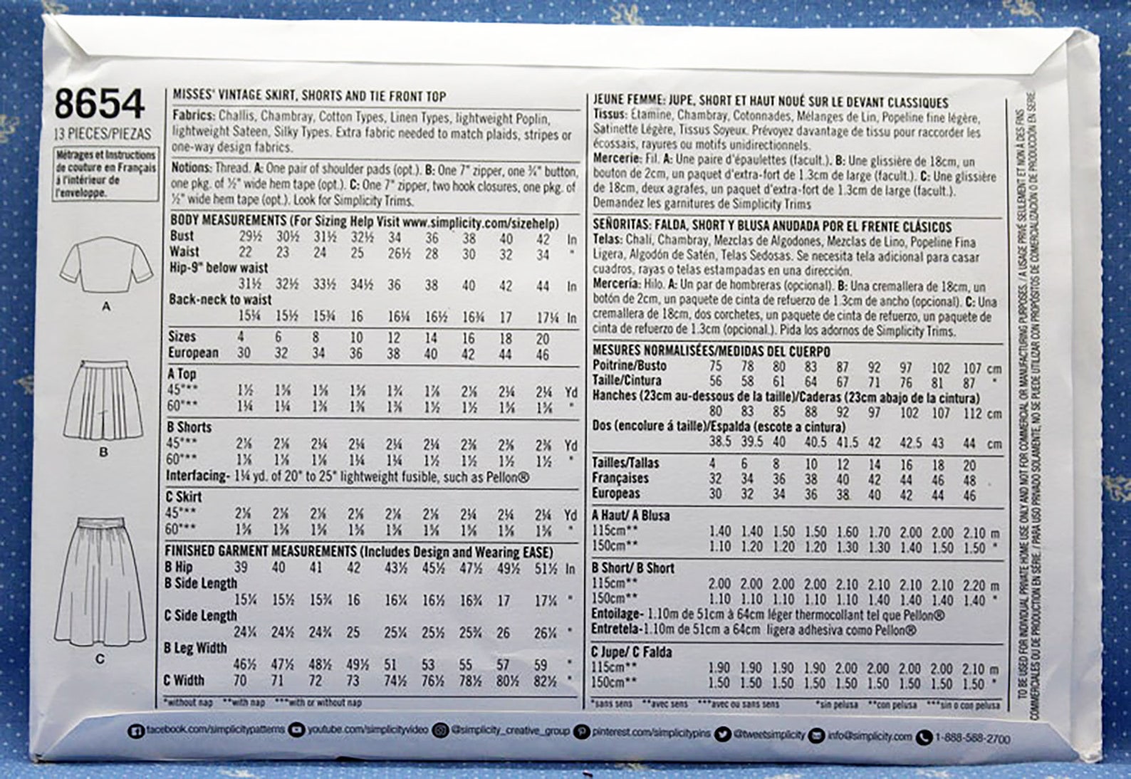 Simplicity Sewing Pattern 8654 Misses' Retro Style Shaped - Etsy