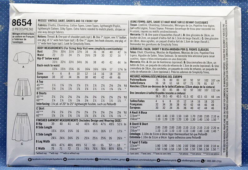 Simplicity Sewing Pattern 8654 Misses' Retro Style Shaped - Etsy