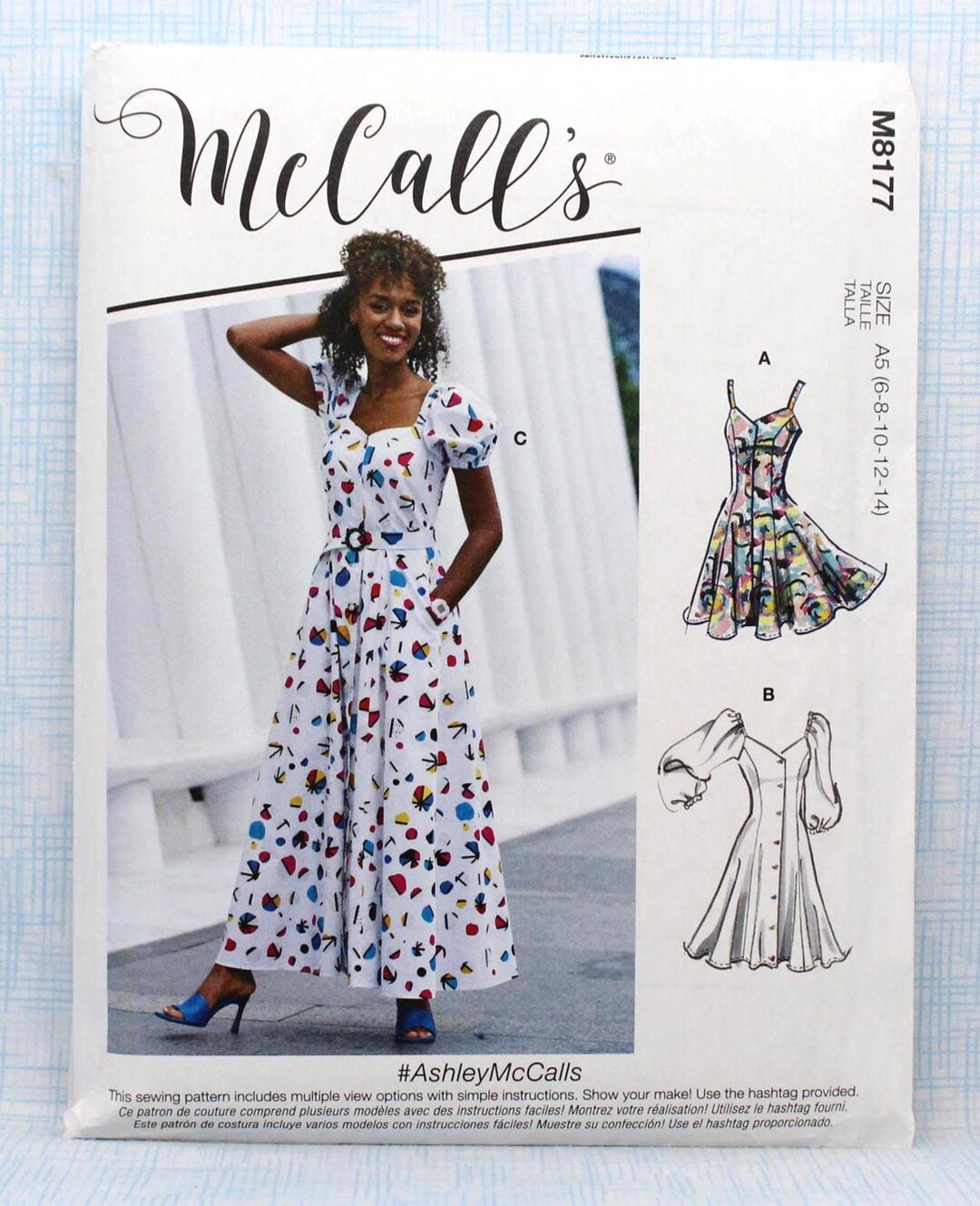 Mccall's Sewing Pattern 8177, Misses' Dress With Flared Skirt and Front ...